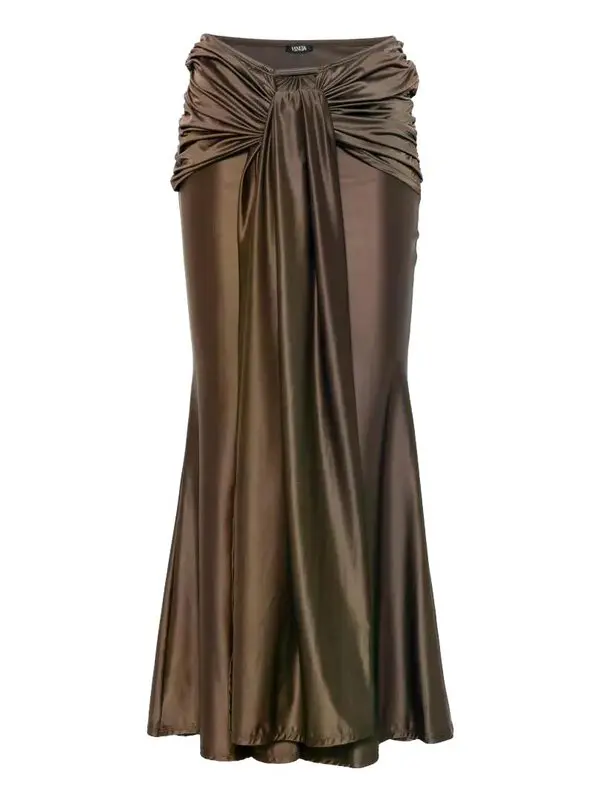 VENUJA Gathered Draped Skirt - Brown