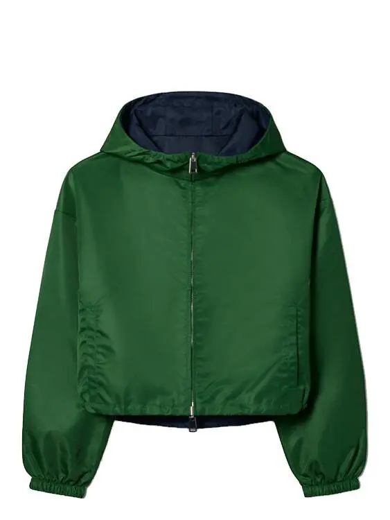 Tory Burch Reversible Cropped Nylon Jacket - Dark Green/navy