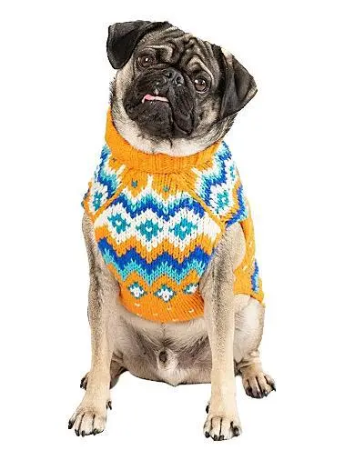 CHILLY DOG Artic Amber Fair Isle Dog Sweater - White