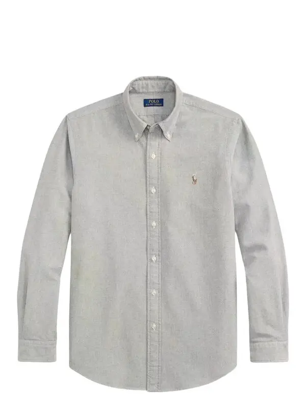 Polo Ralph Lauren Logo Embroidered Oxford Shirt - Grey