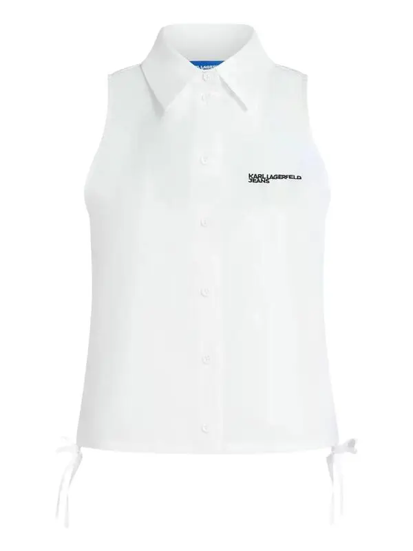 Karl Lagerfeld Tie-detail Sleeveless Blouse - White