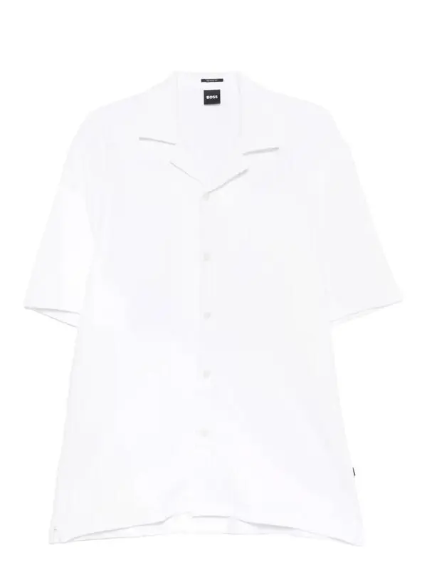 BOSS Ribbed-knit Short-sleeve Shirt - White