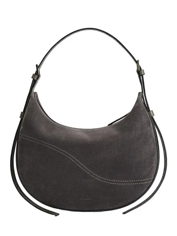 ATP ATELIER Liveri Suede And Printed Lizard Hobo Bag - Peltro