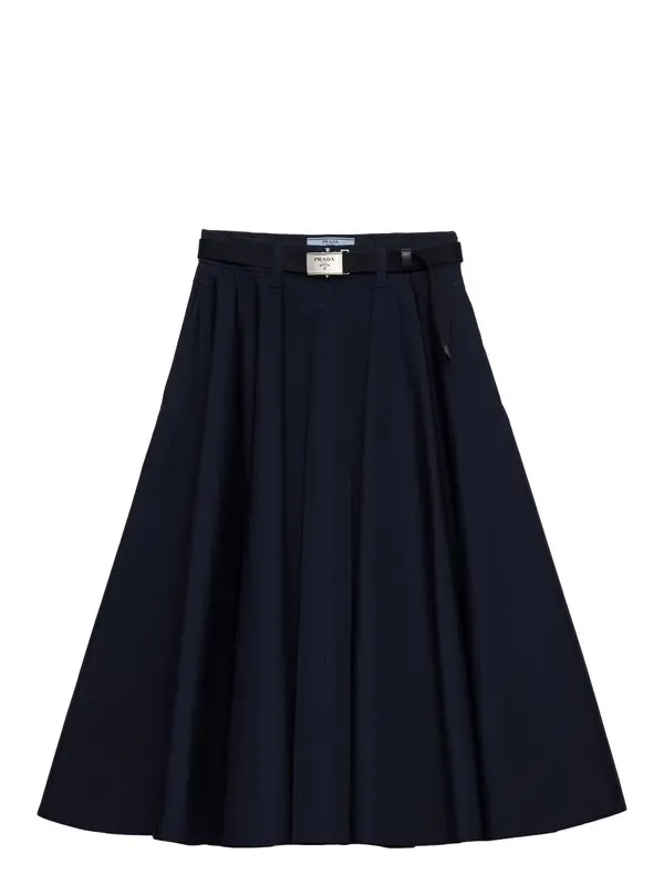 Prada Poplin Midi Skirt - Navy