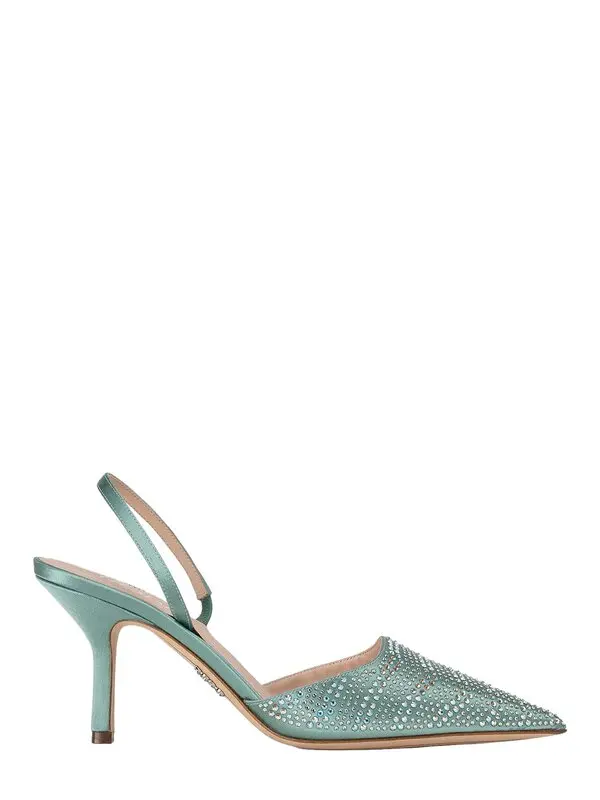 Rodo Assia 80 Embellished Satin Slingback - Blue