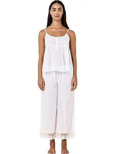 Victoria's Secret Papinelle Swiss Dot Cami Crop Pajama Set - White,ivory