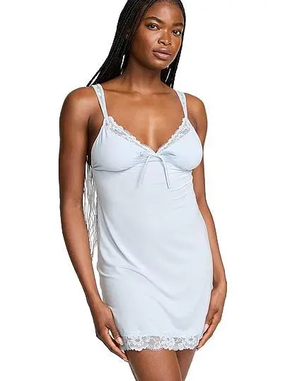 Victoria's Secret Modal Lace-trim Mini Slip - Blue