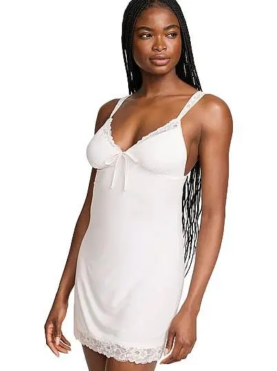 Victoria's Secret Modal Lace-trim Mini Slip - White,ivory