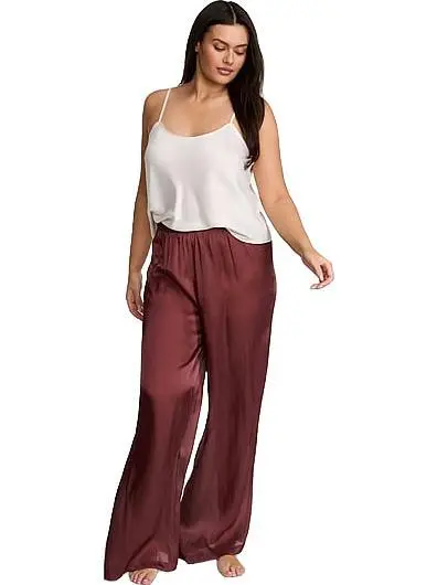 Victoria's Secret Luxe Sheer Satin Wide-leg Pant - Brown