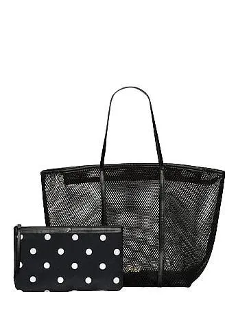 Victoria's Secret Mesh Tote And Pouch Set - Print