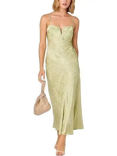 Victoria's Secret Floral Print Satin Midi Dress - Green