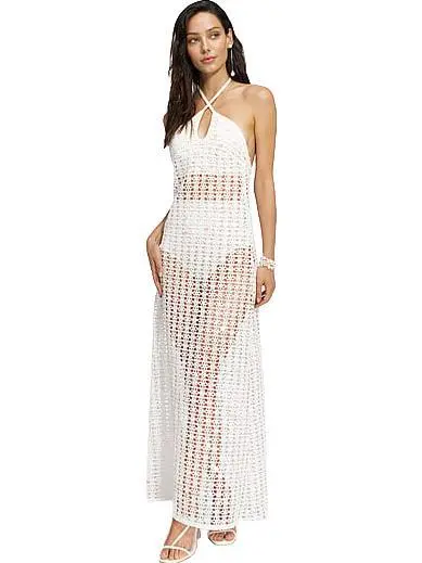 Victoria's Secret Agua Bendita Mabe Crochet Maxi Dress - White,ivory