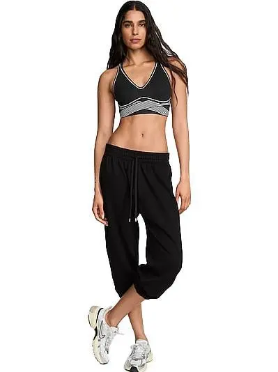 Victoria's Secret Angel Essentials Terry Crop Jogger Sweatpants - Black