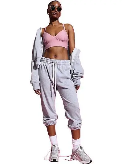 Victoria's Secret Angel Essentials Terry Crop Jogger Sweatpants - Grey