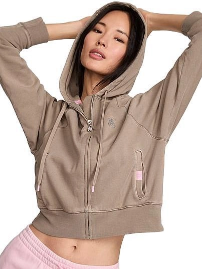 Victoria's Secret Terry Crop Hoodie - Beige