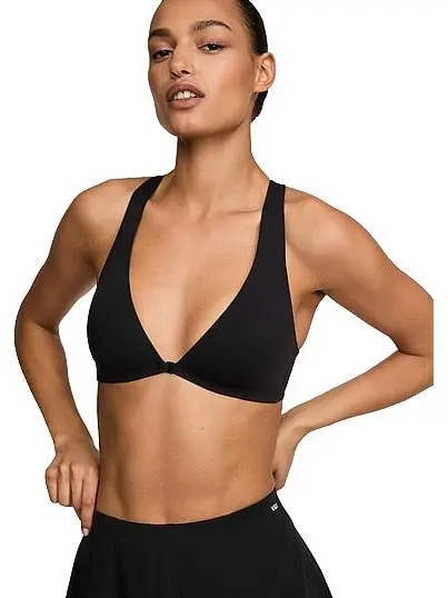 Victoria's Secret Vsx Elevate™ Triangle Plunge Front-close Sports Bra - Black