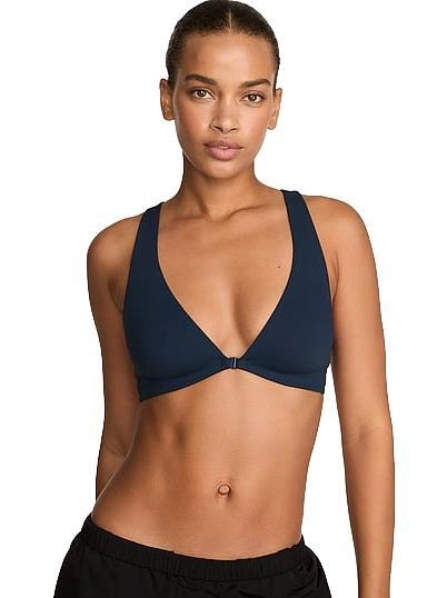 Victoria's Secret Vsx Glossytech™ Triangle Plunge Front-close Sports Bra - Blue
