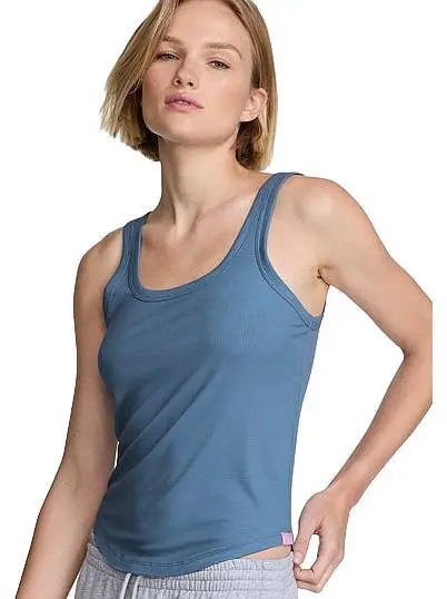 Victoria's Secret Vs Iconic Rib Square-neck Tank Top - Blue