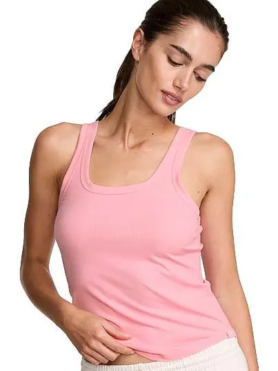 Victoria's Secret Vs Iconic Rib Square-neck Tank Top - Pink