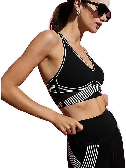 Victoria's Secret Vsx Elevate™ Refined Contours Plunge Sports Bra - Black