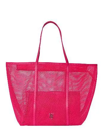 Victoria's Secret Mesh Tote And Pouch Set - Pink