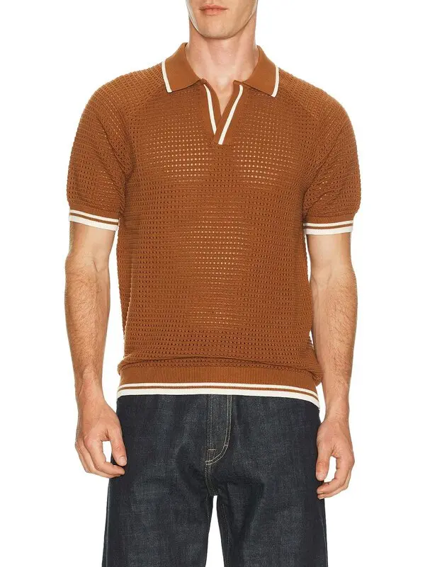 PERCIVAL Casa Martini Knitted Tennis Polo - Brown