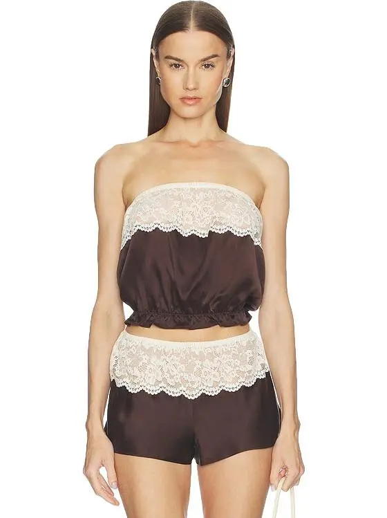 Frankies Bikinis Rosie Silk Sleeveless Blouse - Chocolate