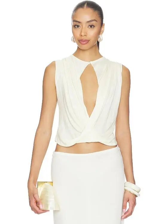 AYA MUSE Esme Draped Knit Top - Cream