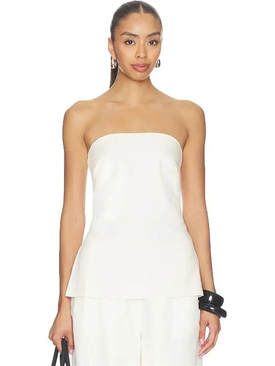 ST. AGNI Strapless Rouleau Tie Top - Ivory