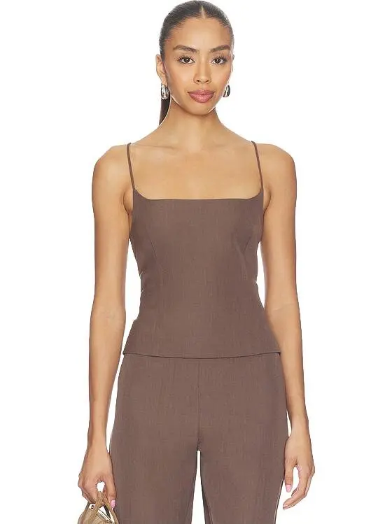 ST. AGNI Silk Canvas Cami - Brown