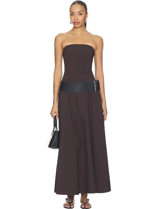 ST. AGNI Strapless Rouleau Dress - Chocolate