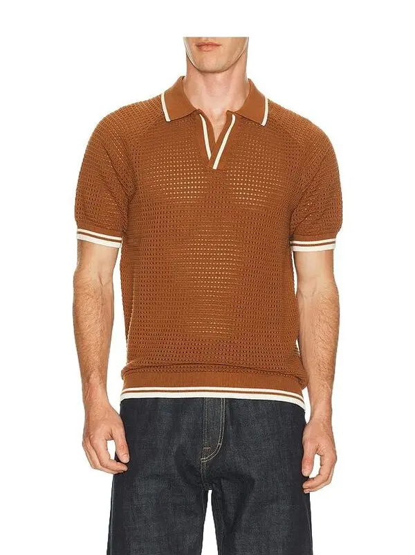 PERCIVAL Casa Martini Knitted Tennis Polo In . Also - Brown