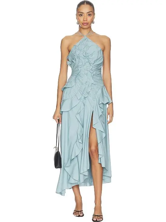 AMUR Ottavia Ruffle Dress - Blue
