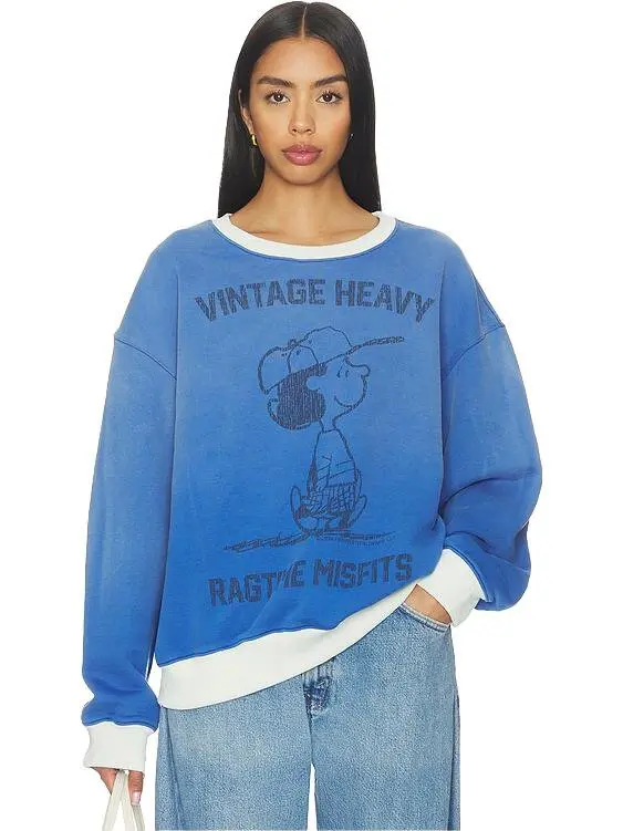 VINTAGE HEAVY X Peanuts Lucy Ragtime Crewneck Sweater - Blue