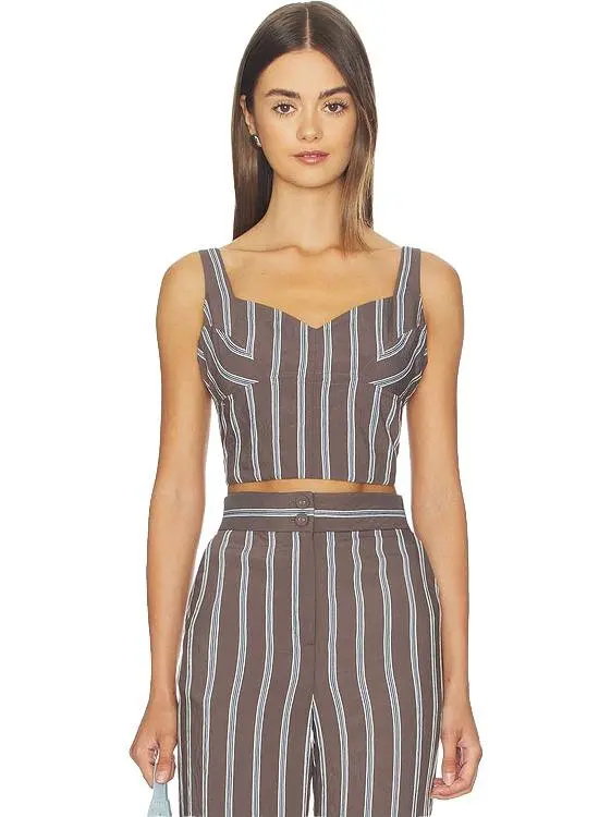 Veronica Beard Striped Cropped Top - Chocolate