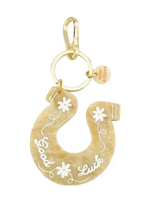 SOLAR ECLIPSE Hand-painted Horseshoe Bag Charm & Keychain - Neutral