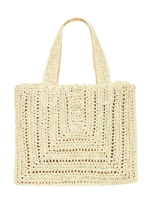 BTB LOS ANGELES Beth Raffia Tote Bag - Tan