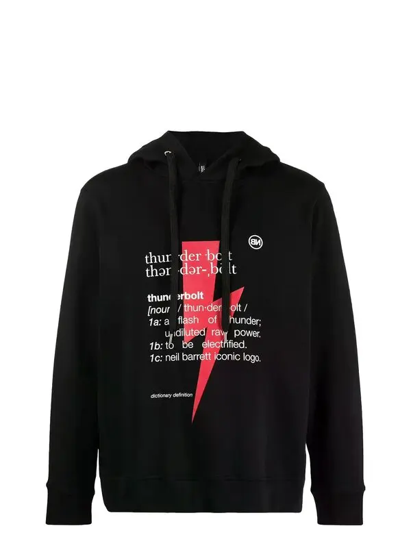 Neil Barrett Thunderbolt-print Hoodie - Black