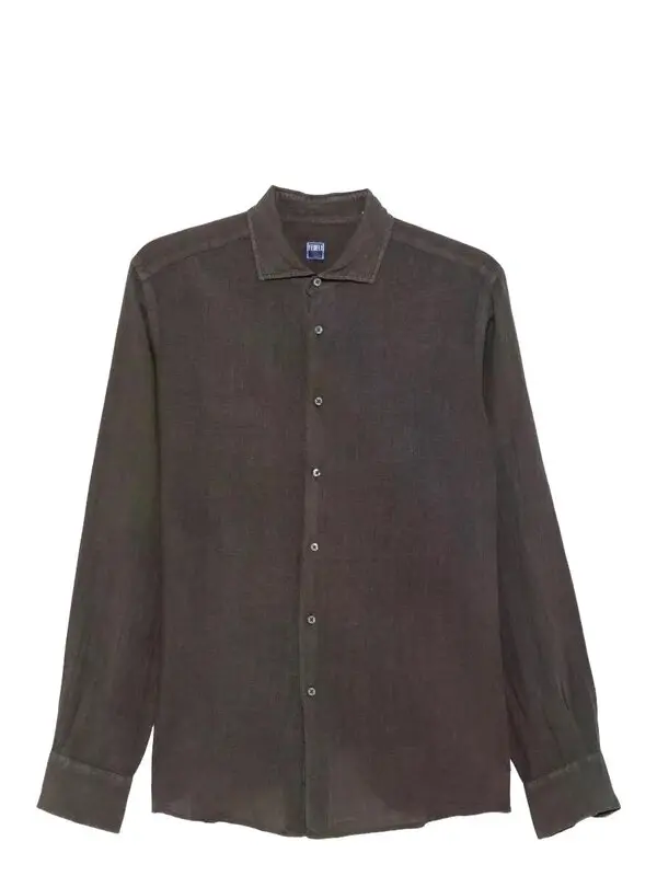 Fedeli Nick Slub-texture Shirt - Brown