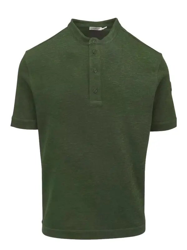 Moncler Buttoned Band-collar Polo Shirt - Green
