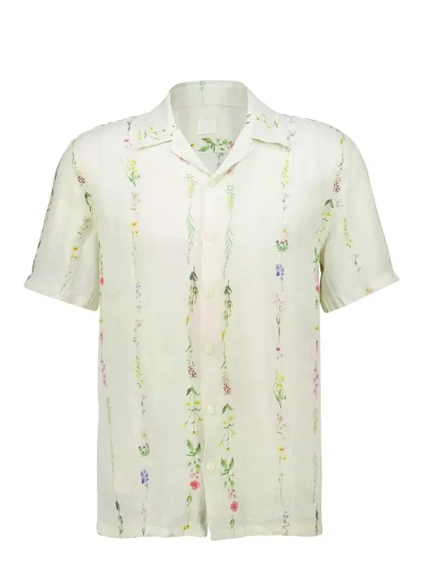 120% Lino Floral-print Linen Shirt - Neutrals