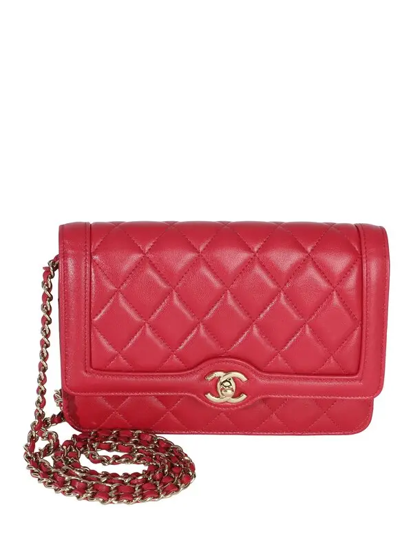 Chanel Quilted Lambskin Wallet On Chain - Red