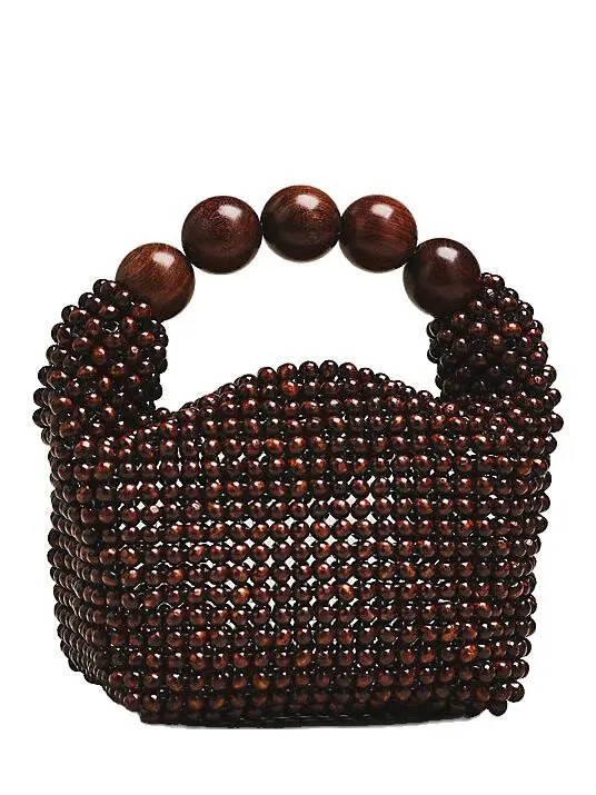 Dolce Vita Clover Wood Beaded Satchel - Chocolate