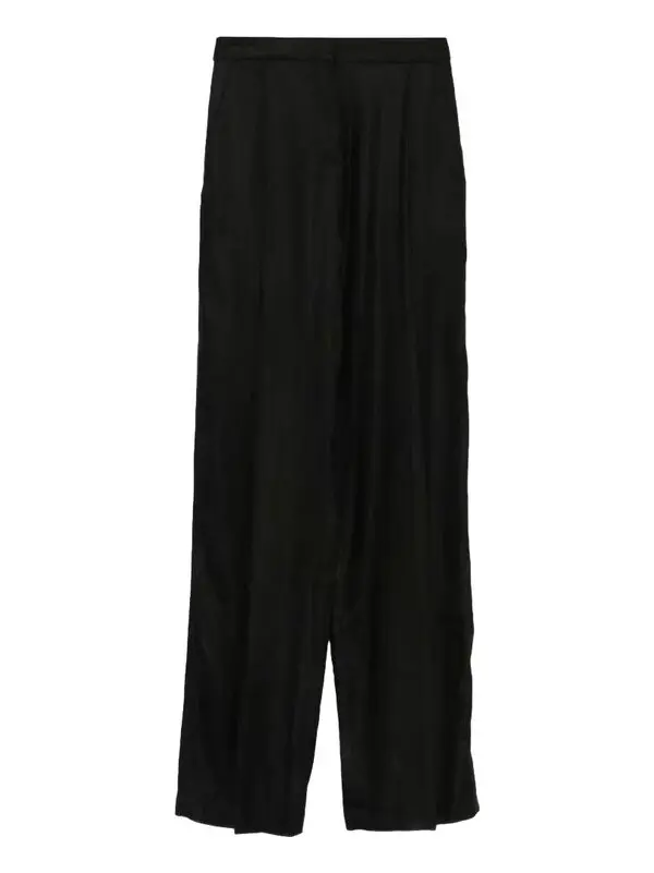 Elisabetta Franchi Linen Blend Pleated Trousers - Black