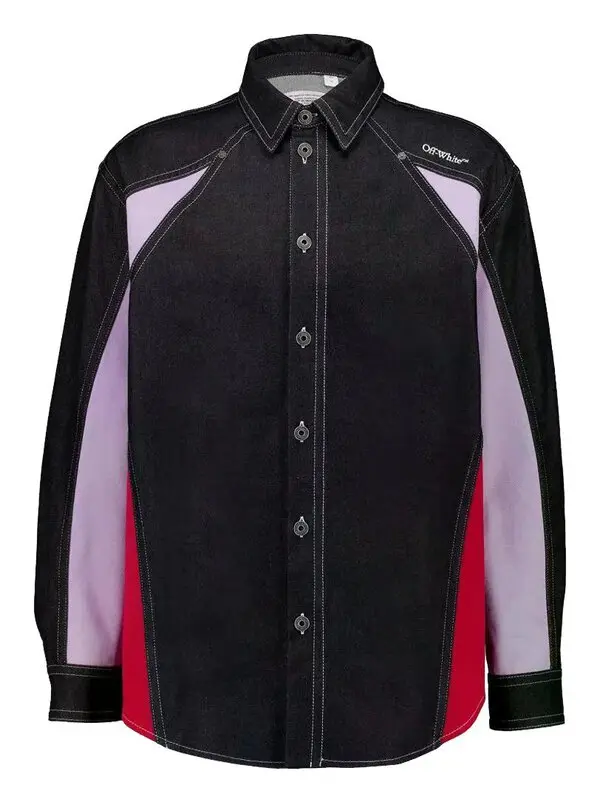 Off-White Colour-block Denim Shirt - Black