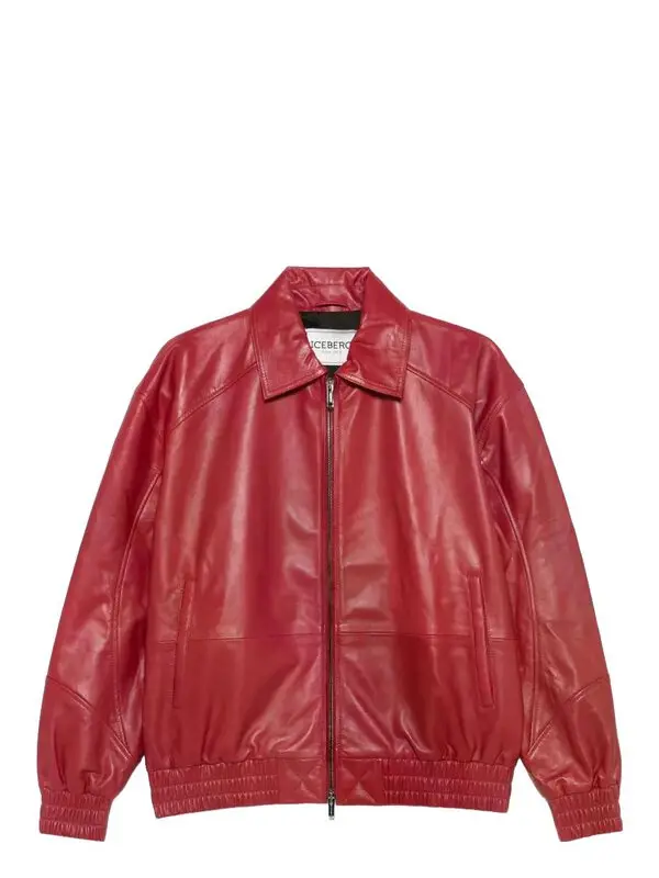 Iceberg Zip-up Leather Jacket - Red