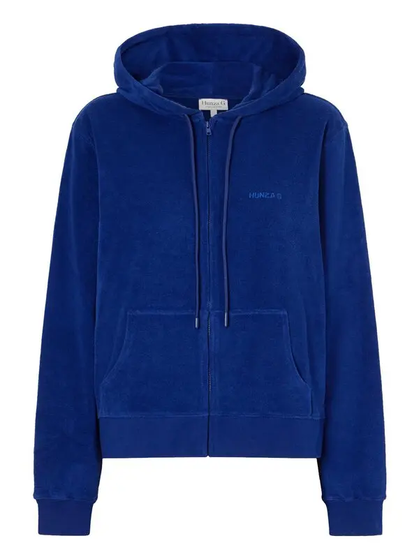 Hunza G Hooded Cotton-terry Top - Blue