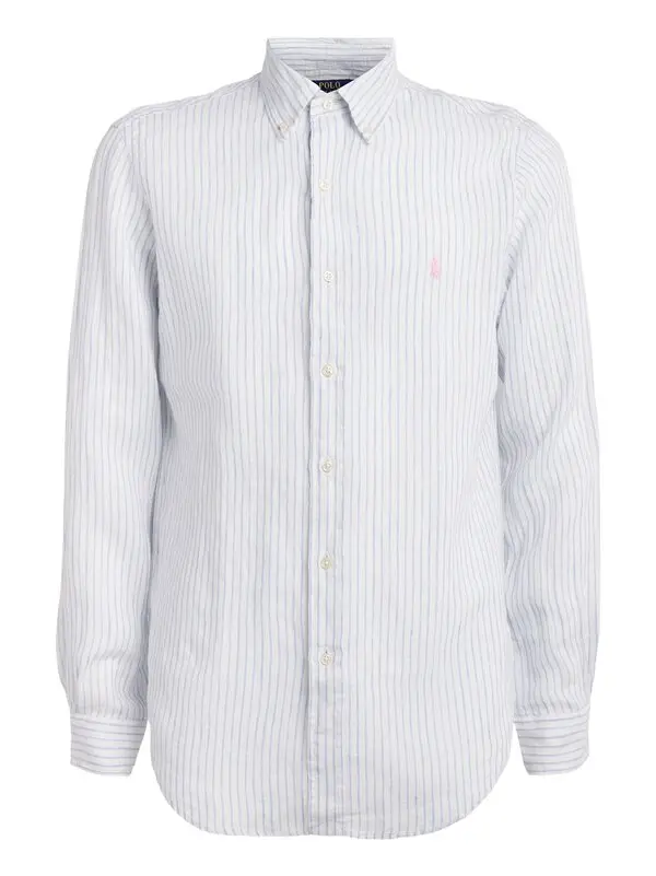 Polo Ralph Lauren Linen Custom-fit Stripe Shirt - White