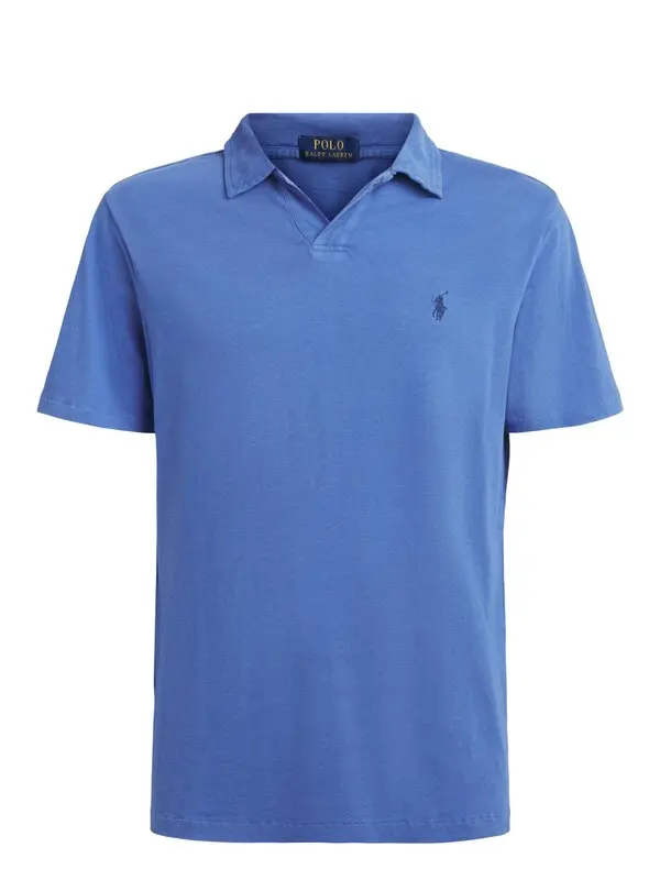 Polo Ralph Lauren Cotton-linen Open-collar Polo Shirt - Blue