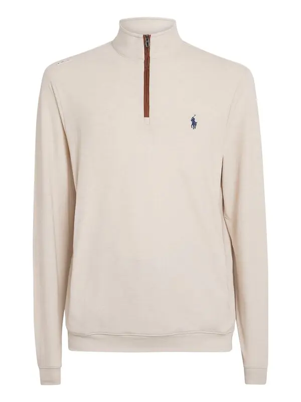 Rlx Ralph Lauren Cotton-blend Quarter-zip Sweater - Beige